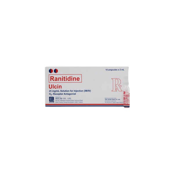 ULCIN Ranitidine 25mg / mL (500mg / 2mL) Solution for IM/IV Injection ...